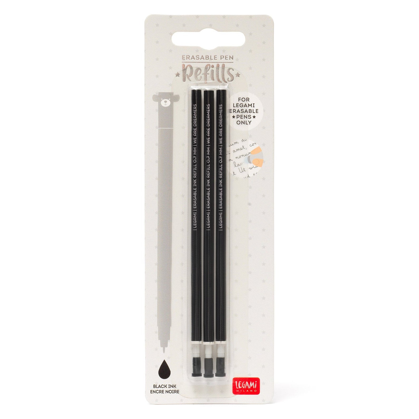 Navulling voor Legami pennen Erasable Gel Pen Refills Black - set van ...